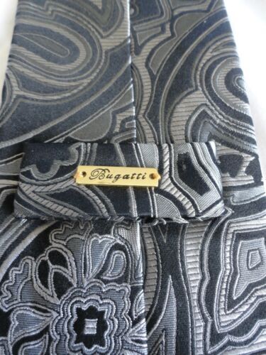 Bugatti Handmade Black Gray White Paisley Silk Necktie | eBay