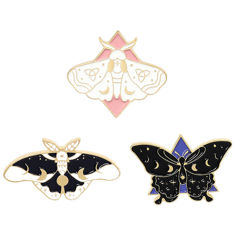 3Pcs Moth Butterfly Enamel Pins Phase Brooch Bag Clothes Lapel Pin Badge Gif_ln | eBay