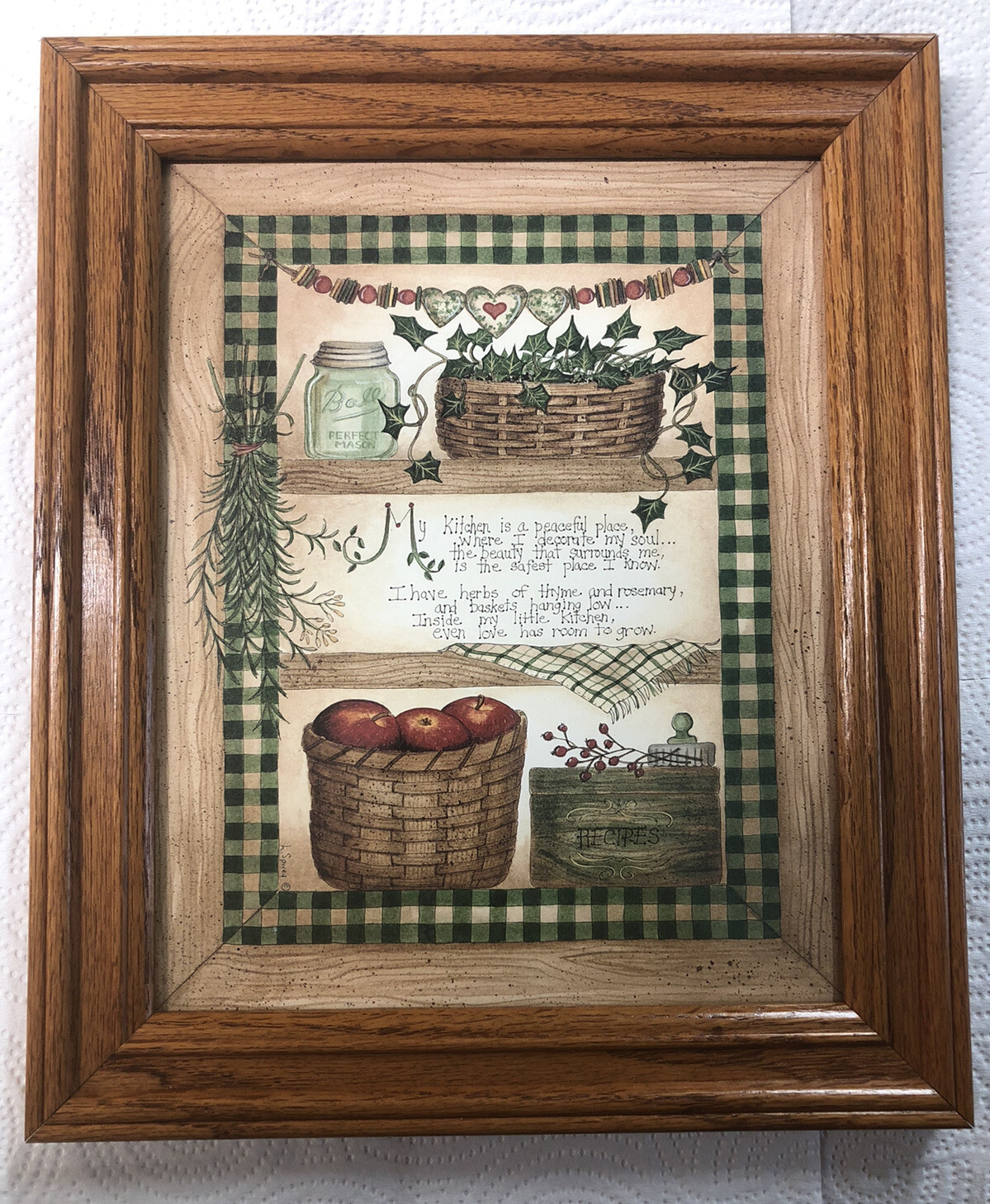 L. Spivey My Kitchen Peaceful Love Herbs Apple Ball Mason Jar Folk Art ...