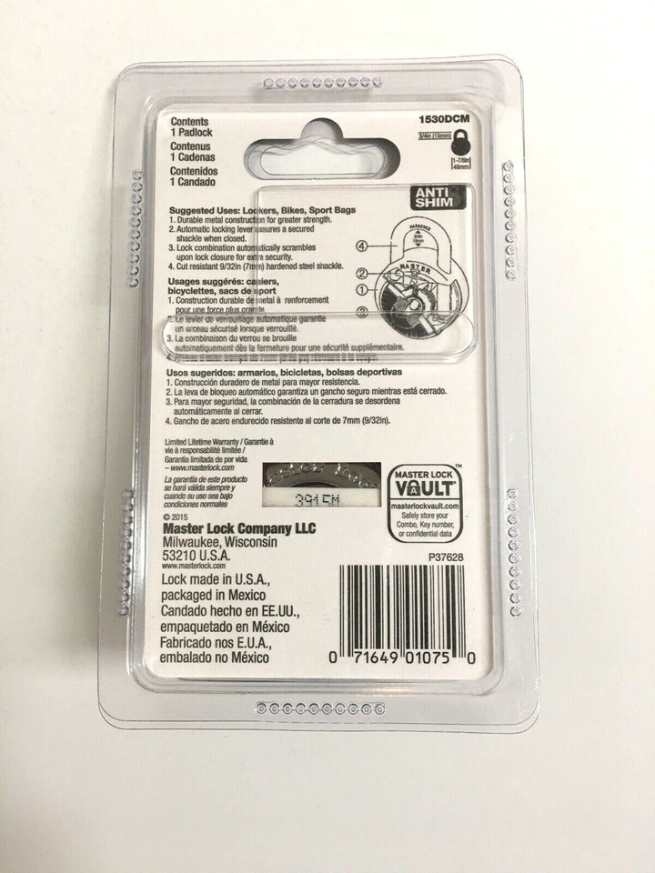 2 pack Masterlock 1530DCM Blue Combination Padlock Master Lock Anti ...