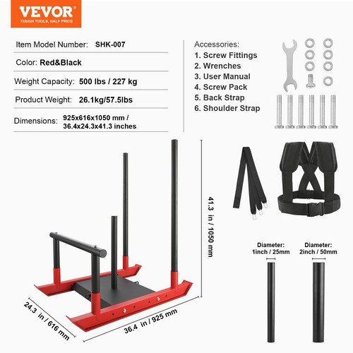 VEVOR Weight Power Pull Push Sled Fitness Strength Speed Resistant ...