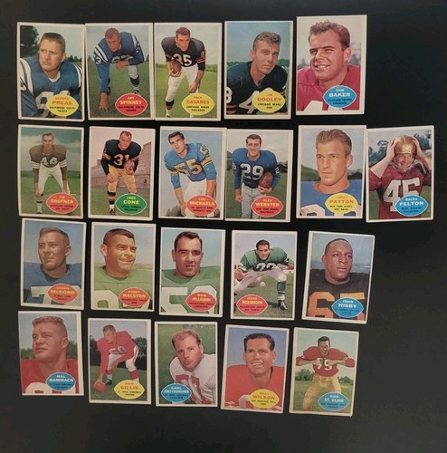 1960 Topps Football Starter - 21 Card Lot - Art Spinney | Mal Hammack ...