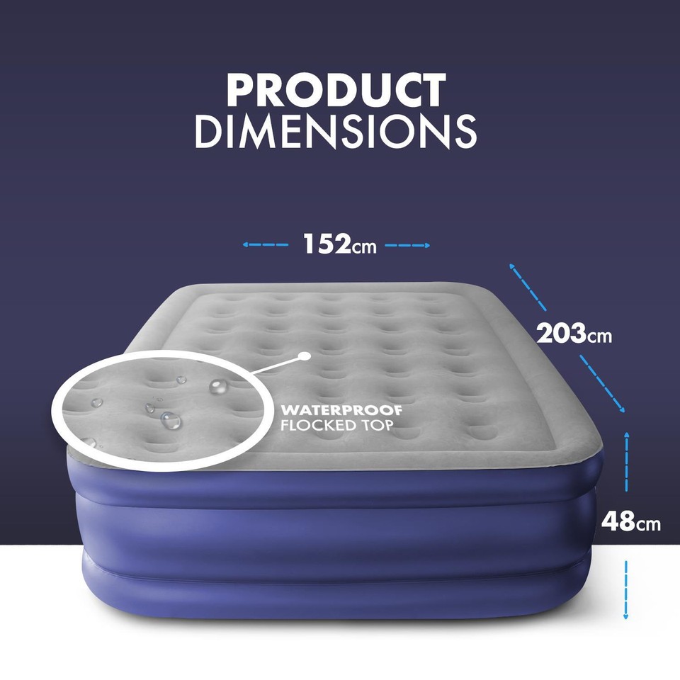 KAYMAN Double Airbed w/ Built in Pump - 3-Mins Rapid Inflation w/ Air ...