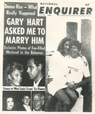 1987 DONNA RICE + GARY HART ENQUIRER COVER ORIGINAL VINTAGE 8X10 BW ...