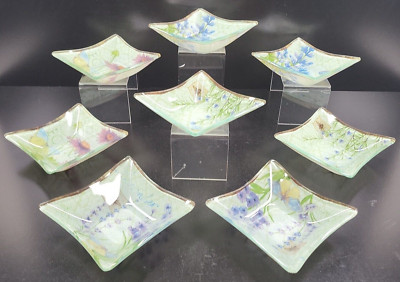 8 Prima Design Herbs Insects Glass Candy Bowl Trinket Square Dishes ...