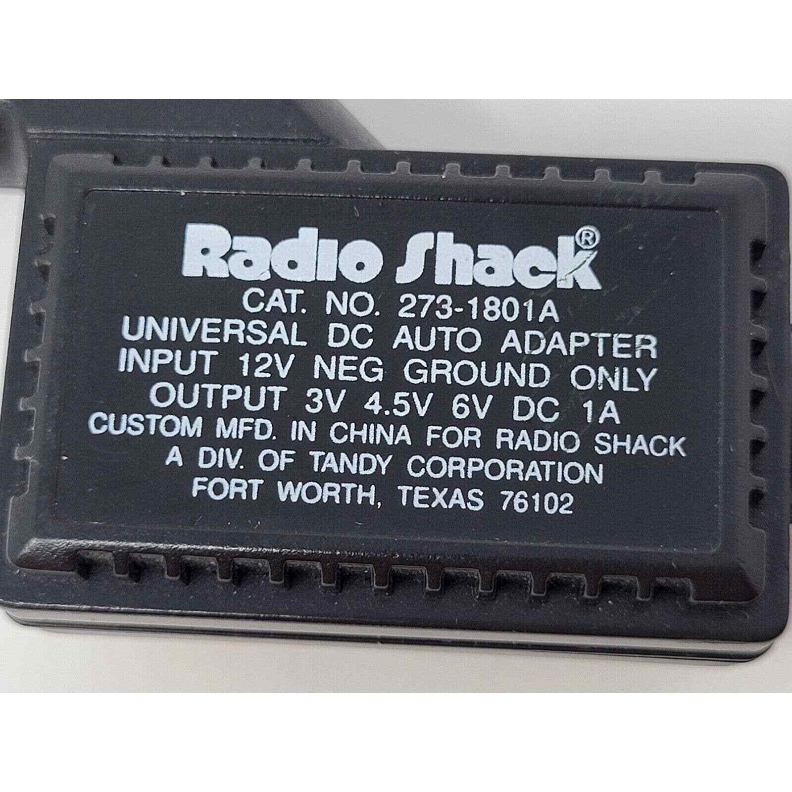 Radio Shack Cat. No. 273-1801A Universal DC Auto Adapter 3V 4.5V 6V | eBay