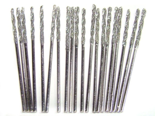 Set 1mm Diamond Coated Twist Drill Bits 20 Pcs. Lot Fits Dremel Jewelry ...