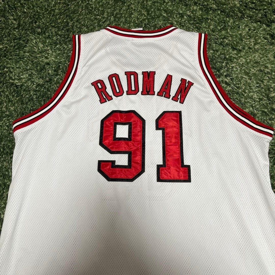NIKE Chicago Bulls Dennis Rodman 91 Jersey 2XL Red White NBA | eBay