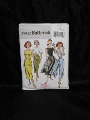 Butterick 5032 6 -12 Retro 1950s Pencil Dress Overskirt Capelet Sewing ...