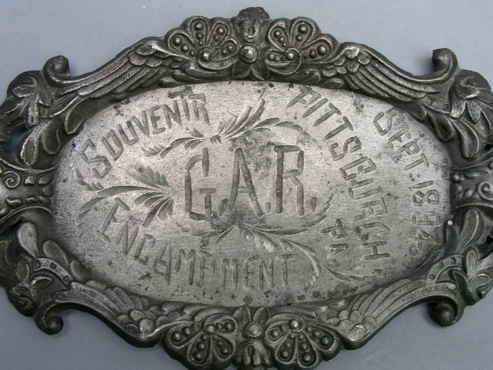 HTF Antique 28th 1894 GAR Encampment Pittsburgh Souvenir Metal Trivet ...