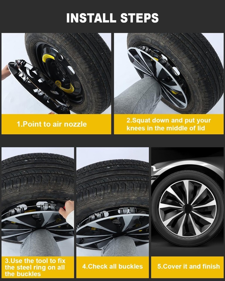 4X For Toyota Prius C 15" Hubcaps Wheel Rims Cover Hub Cap Snap On For ...