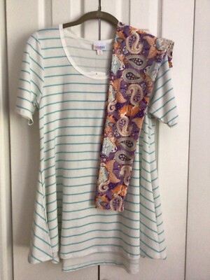 Lularoe leggings OS aqua orange paisley Lularoe Perfect T XS aqua ...