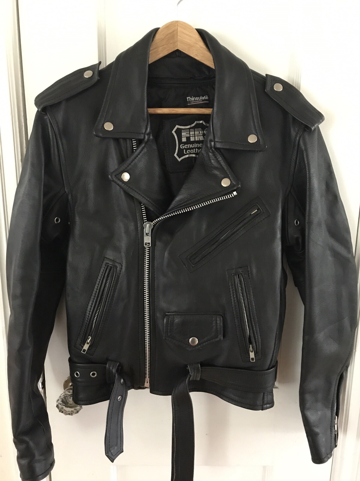 Rare Vintage FIRST Genuine Leather Biker Jacket Men’s… - Gem