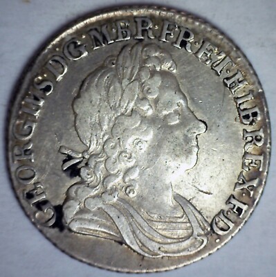 1723 Great Britain SSC Silver Shilling Coin French Arms At Date Variety ...