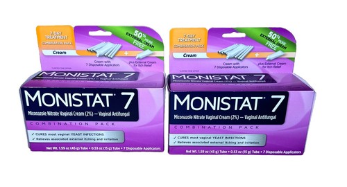 Monistat 7 DAY Combi Vaginal Antifungal 1.59oz CREAM w/applicators 2PK ...