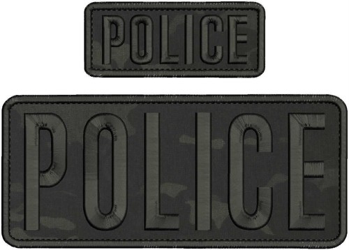 POLICE EMBROIDERY PATCHES 4X10 & 2X5 HOOK ON BACK BLK MULTICAM/BLACK | eBay