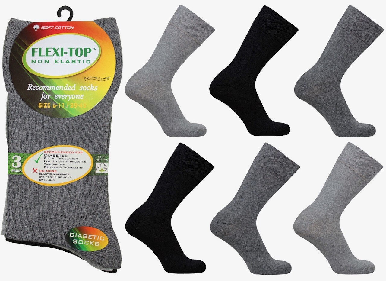 Men Socks Cotton Rich Flexi Loose Soft Top Non Elastic Diabetic Socks 6 ...