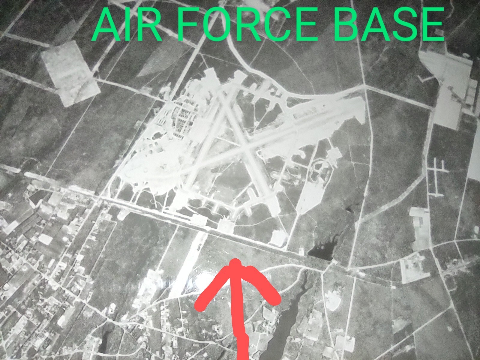 8X10 AERIAL PHOTOGRAPH OF SUFFOLK COUNTY AIR FORCE BASE L.I.N.Y. CIRCA ...