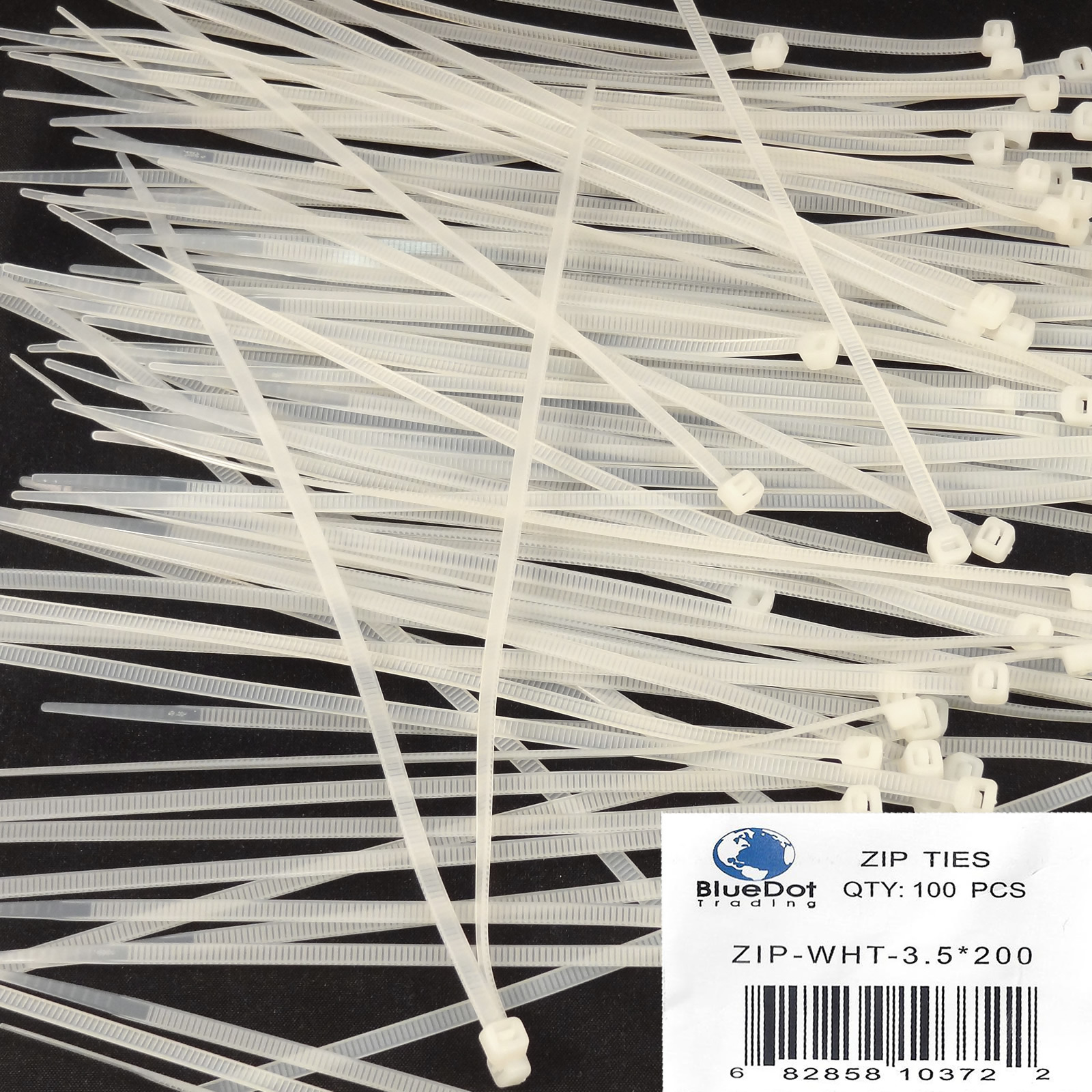 US SELLER ~ 100 Count WHITE Nylon Cable ZIP Ties 8 inch 40LBS, 100pcs ...