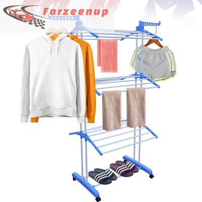 3-Layer Folding Dryer Hanger Stand Portable Laundry Clothes Storage ...