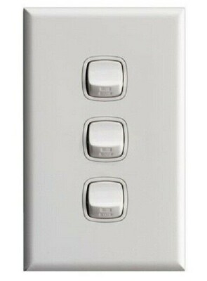 HPM EXCEL 3-GANG ROCKER SWITCH 10A 240V 2-Way Vertical, Flush Mount ...