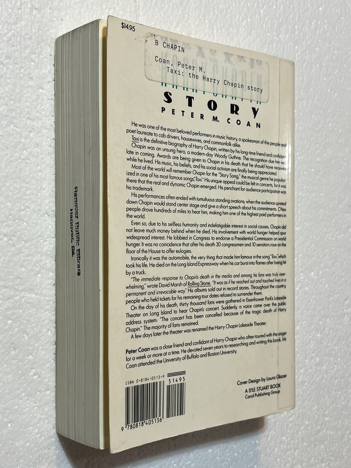 Taxi The Harry Chapin Story by Peter M Coan (1990 Lyle Stuart/Carol TPB ...