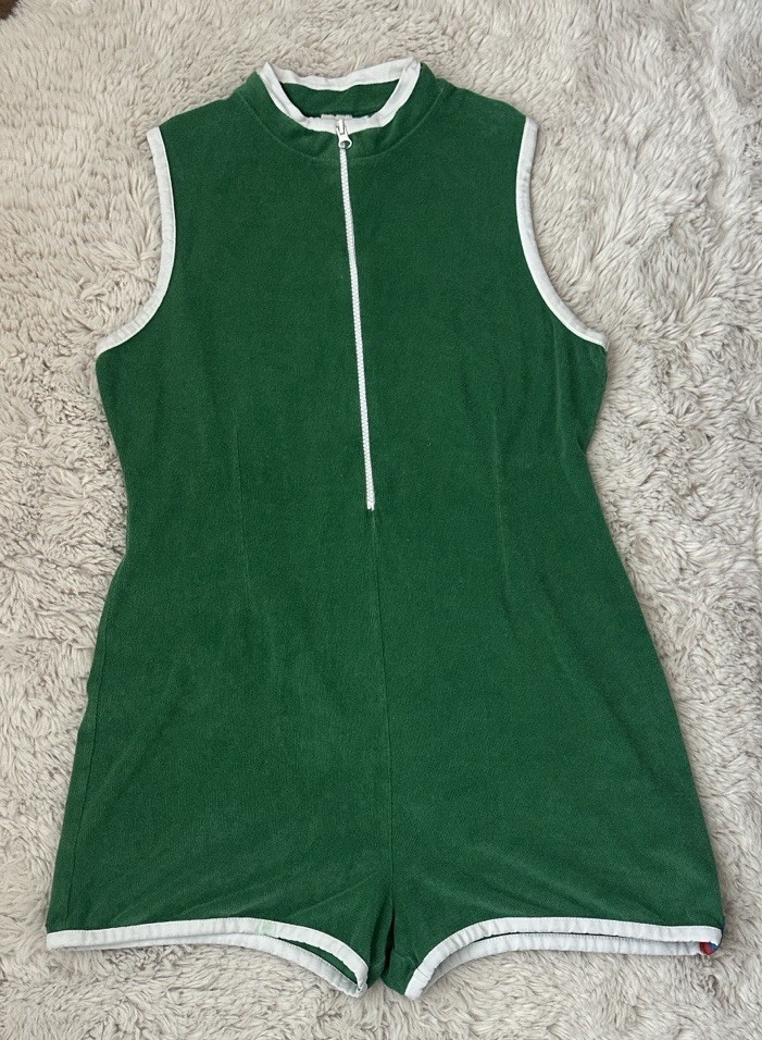 KULE WOMENS SZ S Terry Serena Emerald Green With Crisp White Trim ...