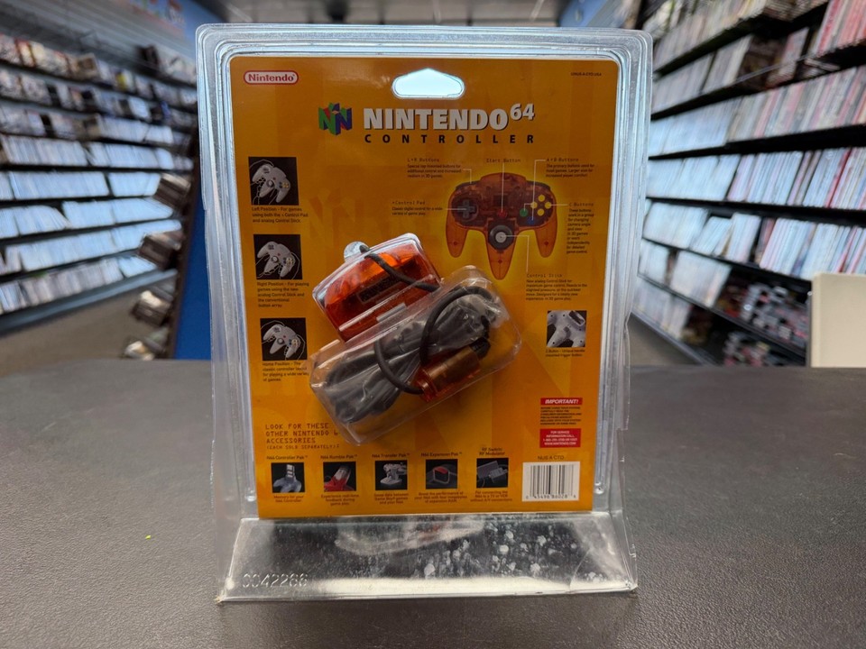 ORIGINAL AUTHENTIC Nintendo 64 N64 Controller FIRE ORANGE Blister ...
