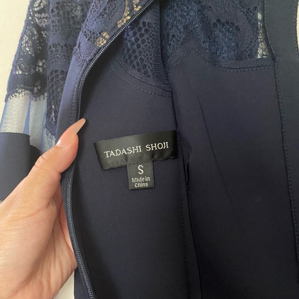 NWT Tadashi Shoji Navy CORISANDE FRINGE DRESS sz Small | eBay