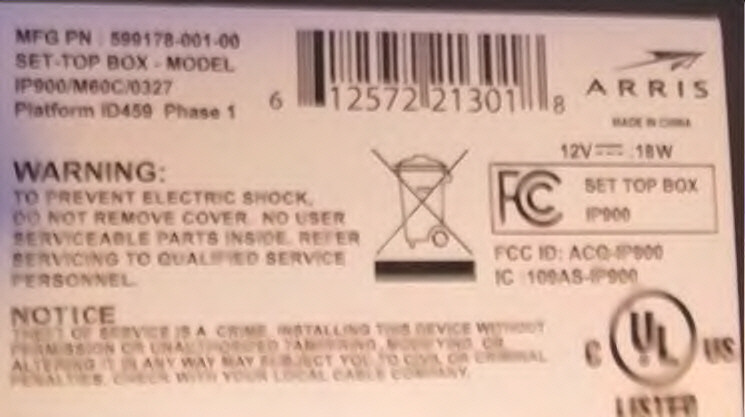 ARRIS 612025-001-00 SET TOP BOX MODEL with power supply | eBay