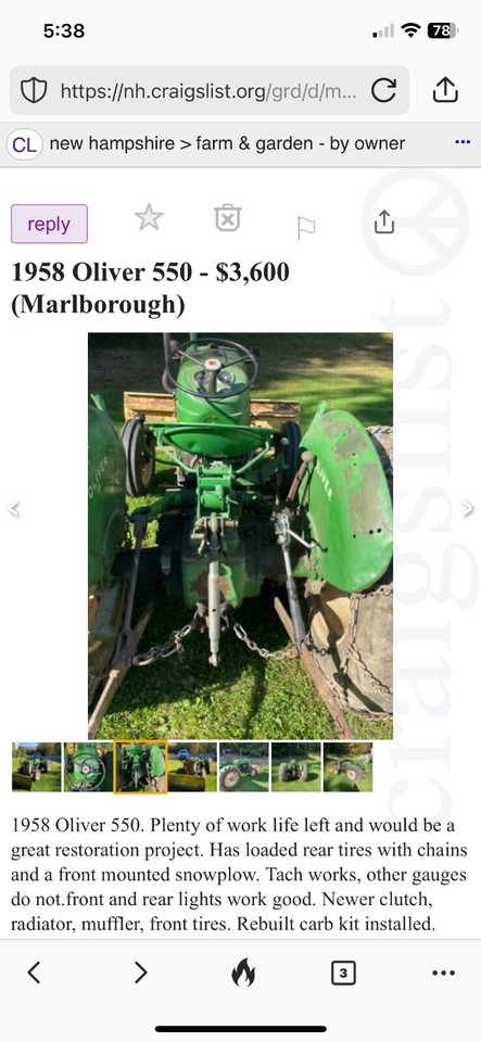 1958 Oliver 550 tractor | eBay