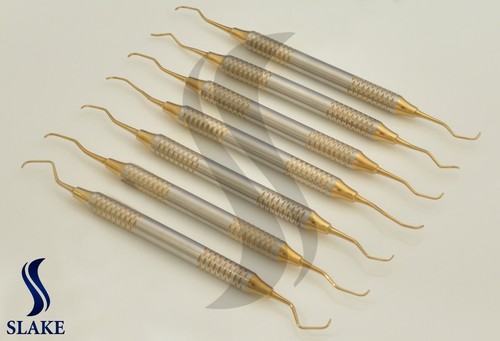 7 PCS GRACEY CURRETE SET HOLLOW GRACEY GOLD COATED DENTAL SURGICAL ...