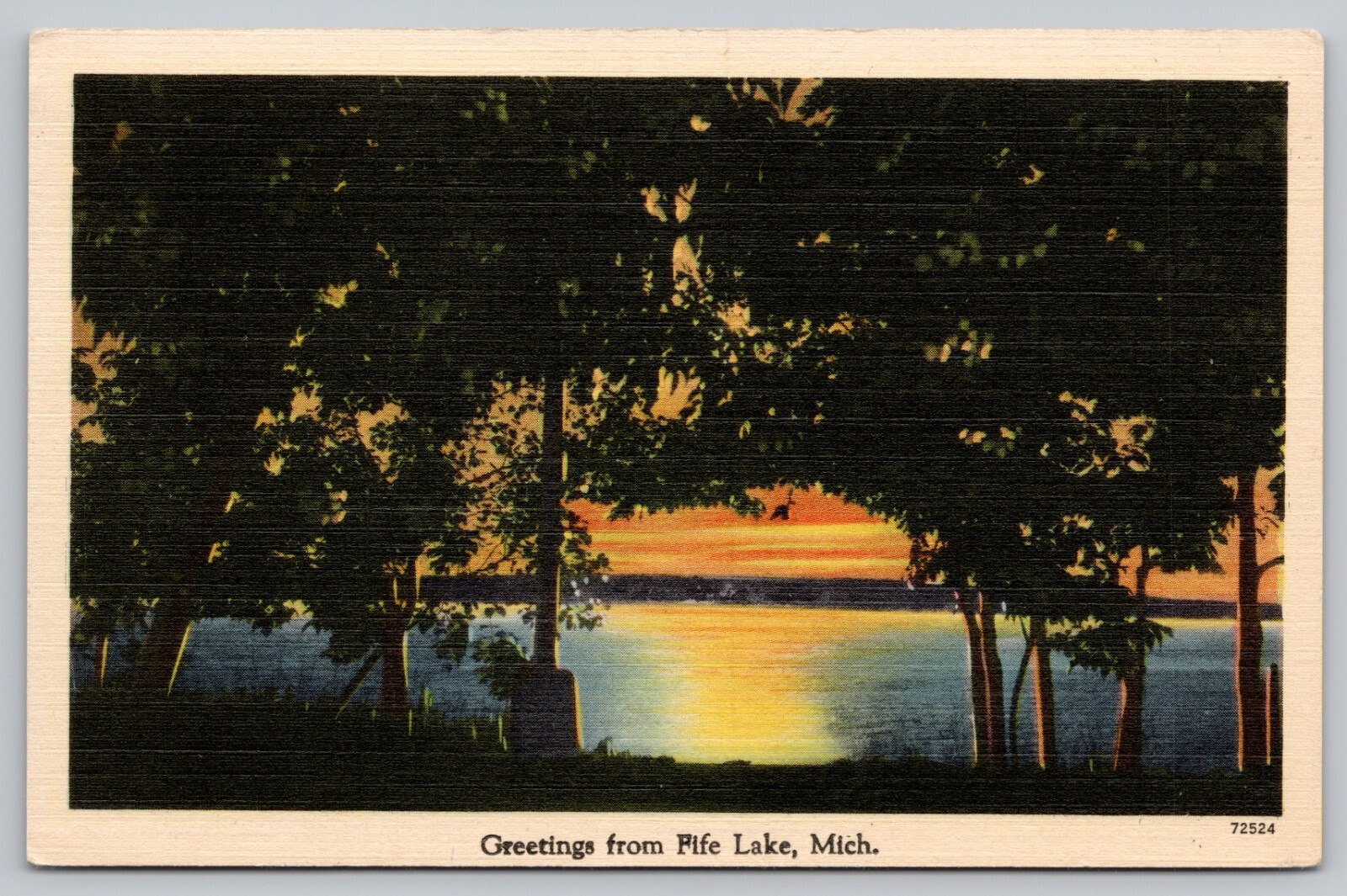 Postcard - Greetings from Fife Lake, Michigan - Sunset, 1940s Unposted ...