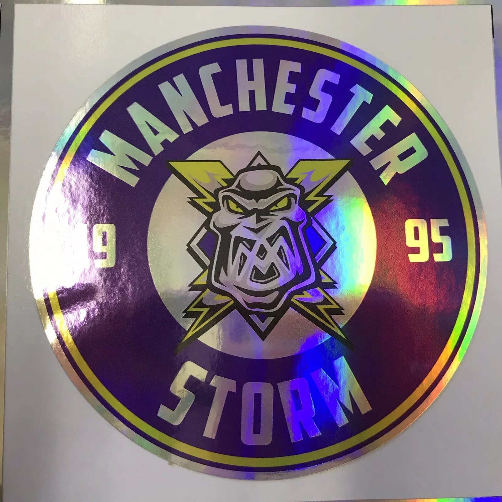 Manchester Storm Rainbow Metallic Vinyl Sticker | eBay
