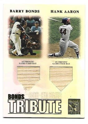 2003 Topps Tribute 600 HR Club Barry Bonds/Hank Aaron Game Used Bats | eBay