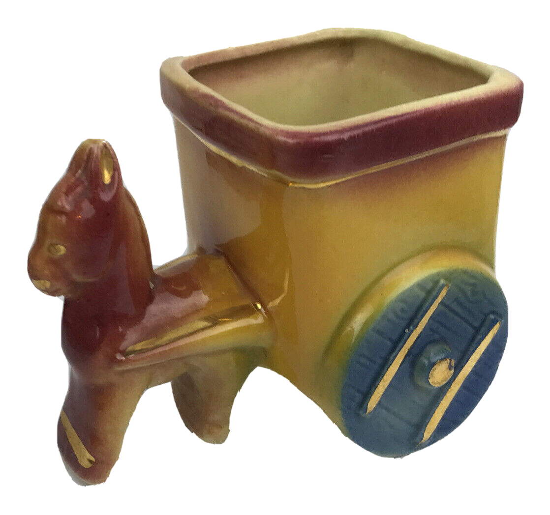 Vintage Donkey Cart Pottery Planter 538 USA | eBay