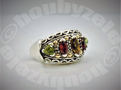 Samuel B Behnam BJC Sterling Silver 18k Gold Multi Stone Ring Sz 6.5 | eBay
