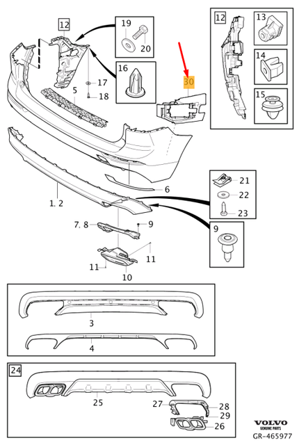 VOLVO XC60 MK2 REAR BUMPER LEFT RETAINER 32227511 GENUINE for sale ...