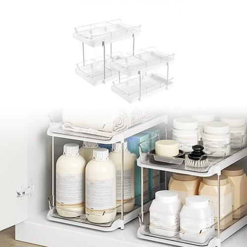 Dual Functionality Double Layer Rack with Easy to Use Pull Out Drawers ...