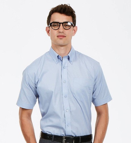 Uneek Mens Oxford Shirt Pinpoint Oxford Weave Short Sleeve Button Down ...