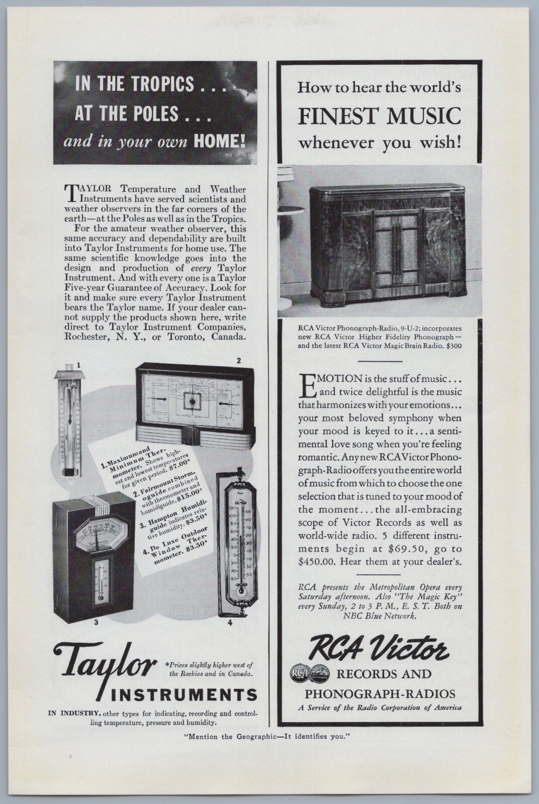 1937 Taylor Instruments Vintage Ad Thermometer Temperature Weather ...
