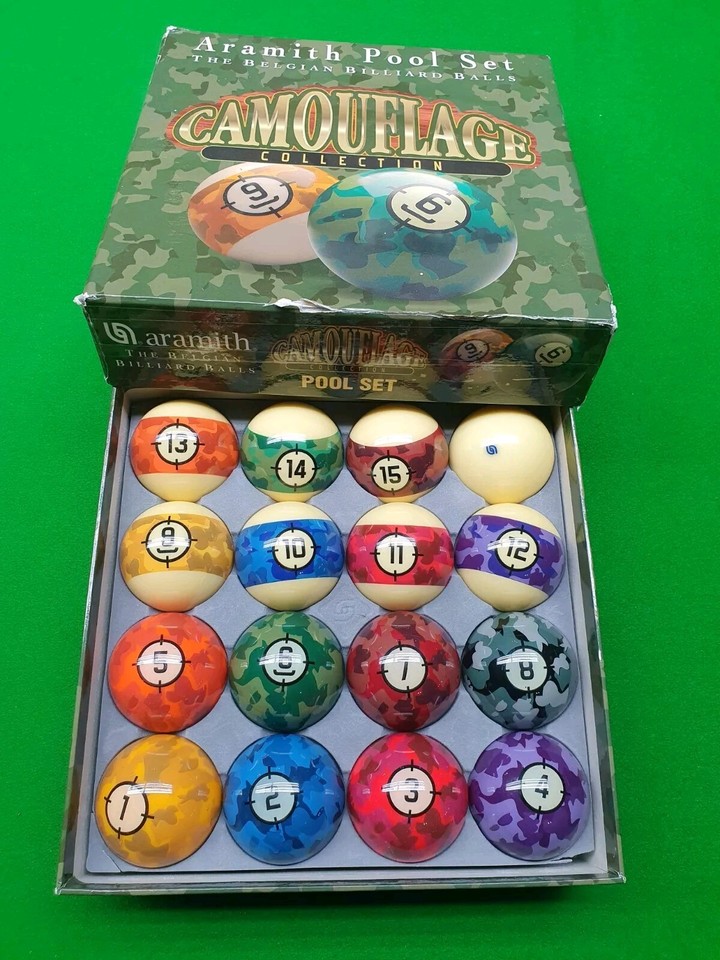 Aramith Camouflage Spots Stripes American Pool Balls 2 1/4 Inch. | eBay