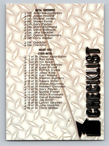1996 Metal #250 Checklist NM/MT | eBay
