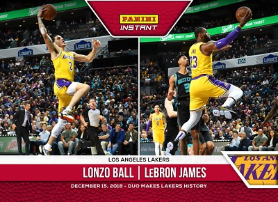 LeBRON JAMES / LONZO BALL 2018-19 PANINI INSTANT #54 LOS ANGELES LAKERS ...