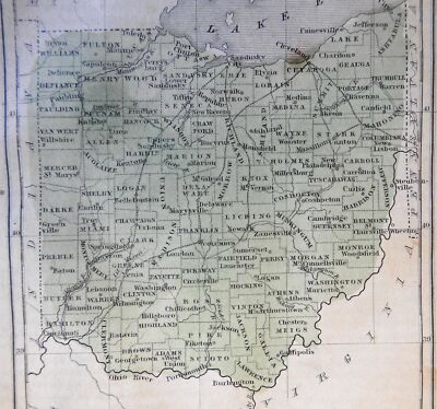 Ohio Toledo Cleveland Columbus Cincinnati 1840-50 miniature Boynton map ...