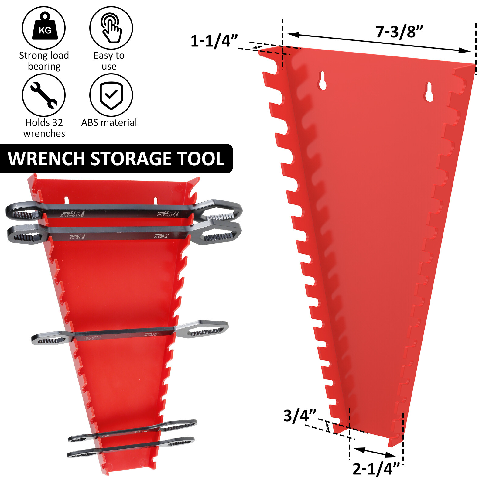 2X Wrench Organizer Storage Rack Plastic Spanner Tools Holders 16 Slots ...