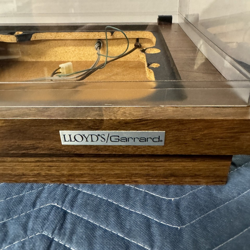 GARRARD 630S ORIGINAL WOOD BASE AND DUST COVER, WITH RCA CABLE AND CORD ...