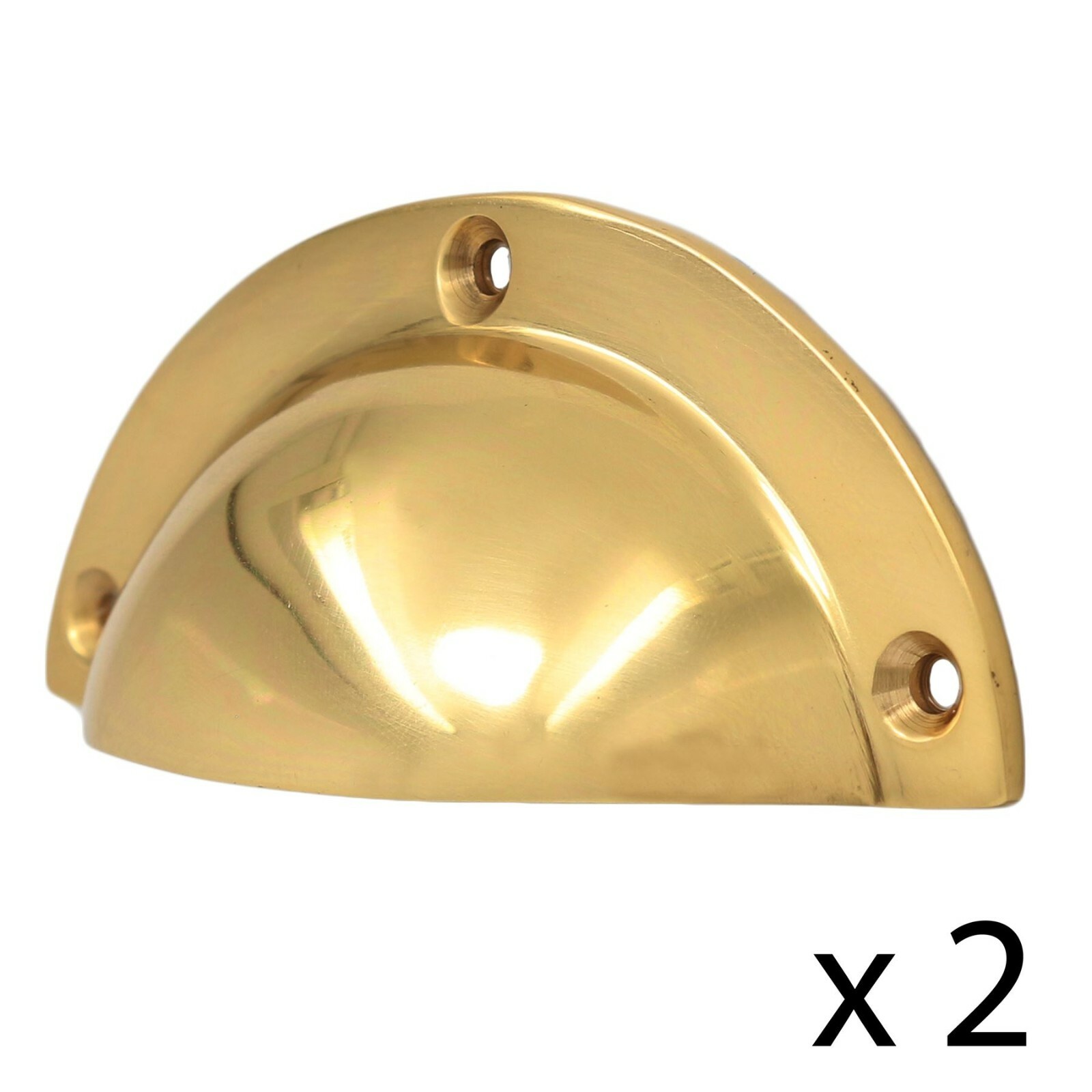 2x SOLID BRASS 90mm CUP PULL HANDLES Cabinet Cupboard Dresser Drawer ...