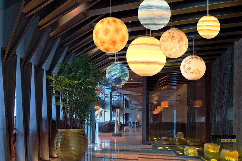 LED planet chandelier New restaurant living room bedroom ceiling light ...