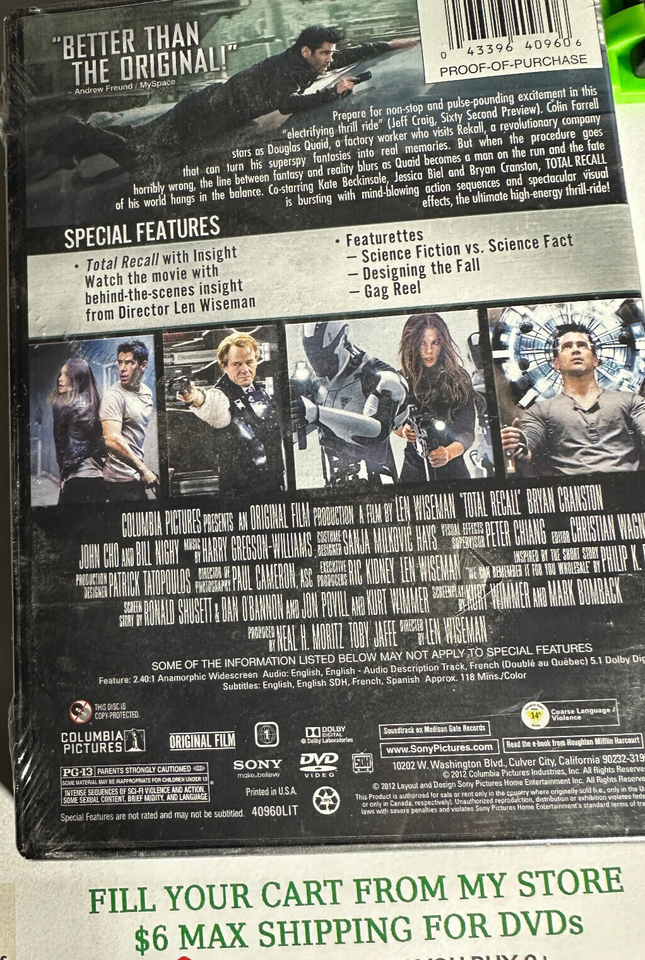Total Recall (DVD, 2012) 43396409606 | eBay